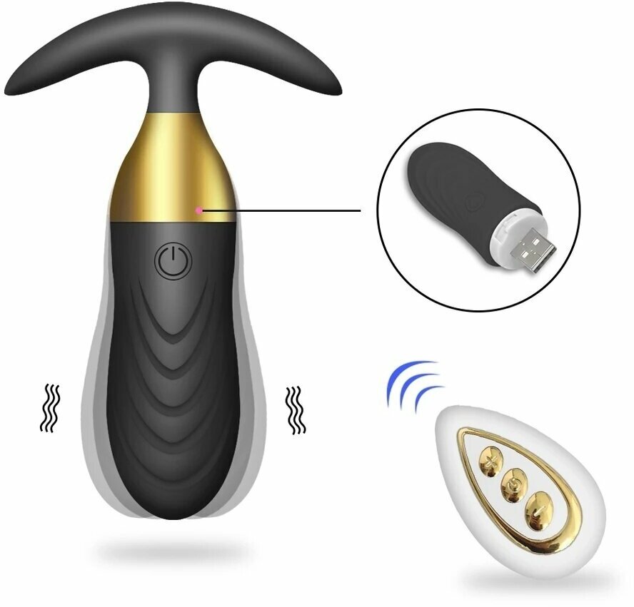 Bullet Vibrator Remote Control Анальная пробка с вибро черная