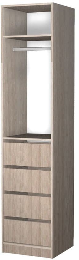 Гардеробная система, модуль Оскан 4, Легкомаркет, 40-50-230, полка/штанга, с ящиками, ясень шимо светлый