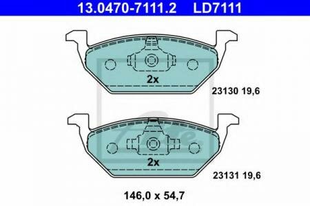 Комплект тормозных колодок ATE CERAMIC 13.0470-7111.2, 13047071112 ATE 13.0470-7111.2