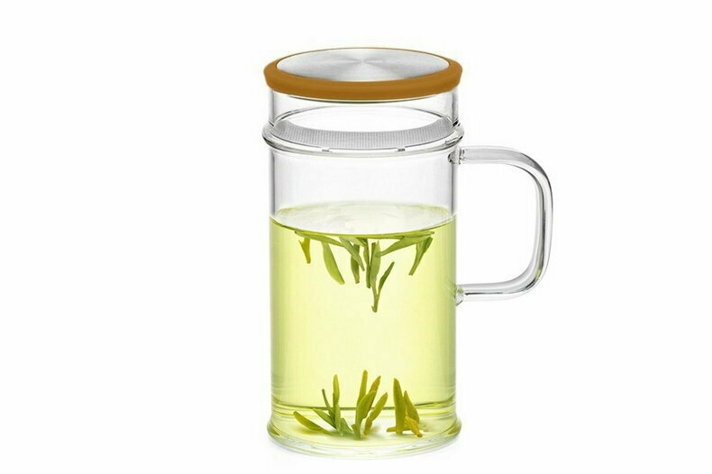 Чайник SAMADOYO, 380 мл, боросиликатное стекло, металл, прозрачный-хромированный (LC'003C)