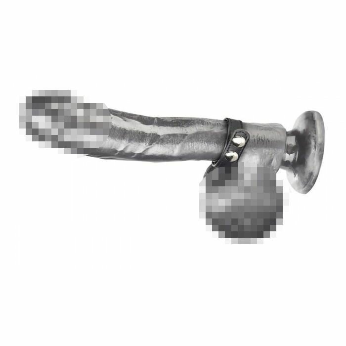 Кольцо на пенис из искусственной кожи на клепках (4-6 см) SNAP COCK RING