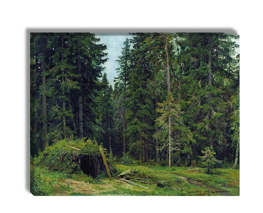 "Лесной домик", Шишкин Иван Иванович, картина (репродукция) (40х31 см / на подрамнике)