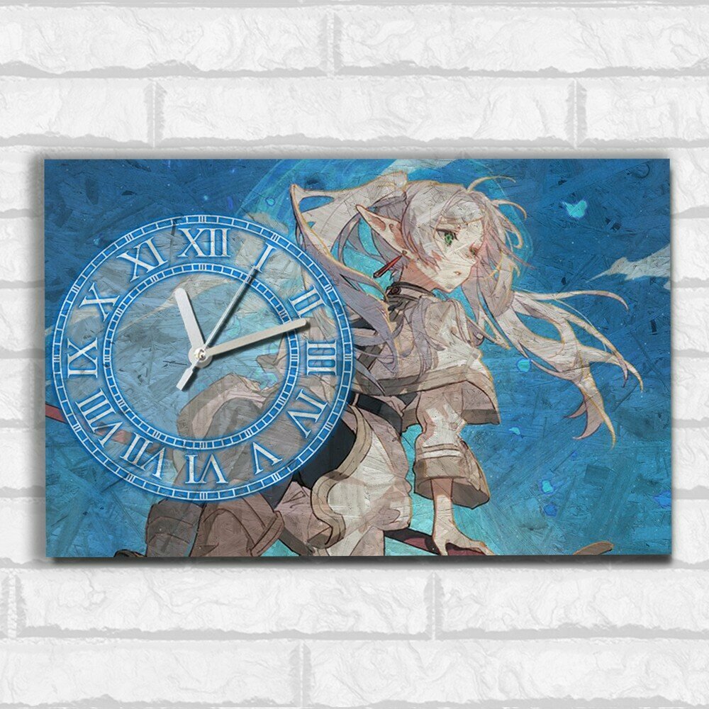 Настенные бесшумные часы ОСБ со смещенным циферблатом аниме провожающая в последний путь Фрирен (ферн, старк) - 2127