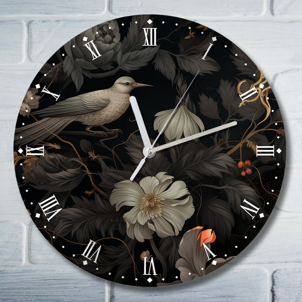 Настенные часы УФ "цветы природа (птицы, милота, готика, эстетика) - 10116"