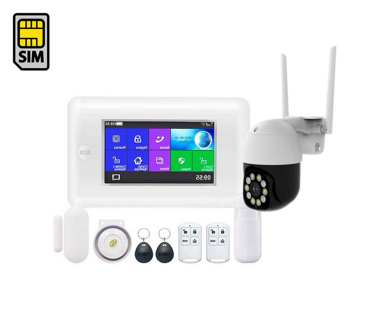 Набор GSM/Wi-Fi сигнализация с уличным видеонаблюдением: Страж Galaktika-GSM и HDcom ASW5-9826 TUYA (E1862EU) для дома, для квартиры и офиса