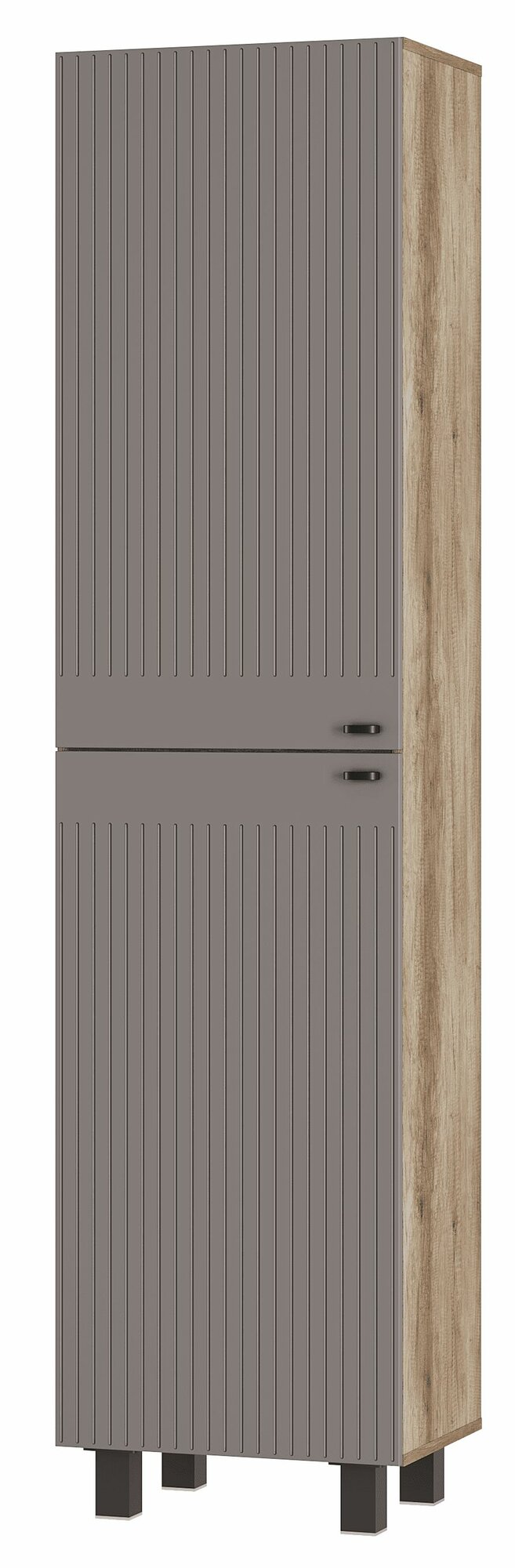 Пенал Мебелони "Олива", ЛДСП, МДФ, дуб каньон, серый, с полками