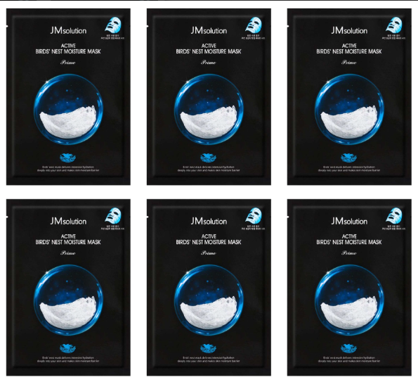 Тканевая маска для лица JMsolution с ласточкиным гнездом, Active Bird's Nest Moisture Mask, 30 мл, 6 шт