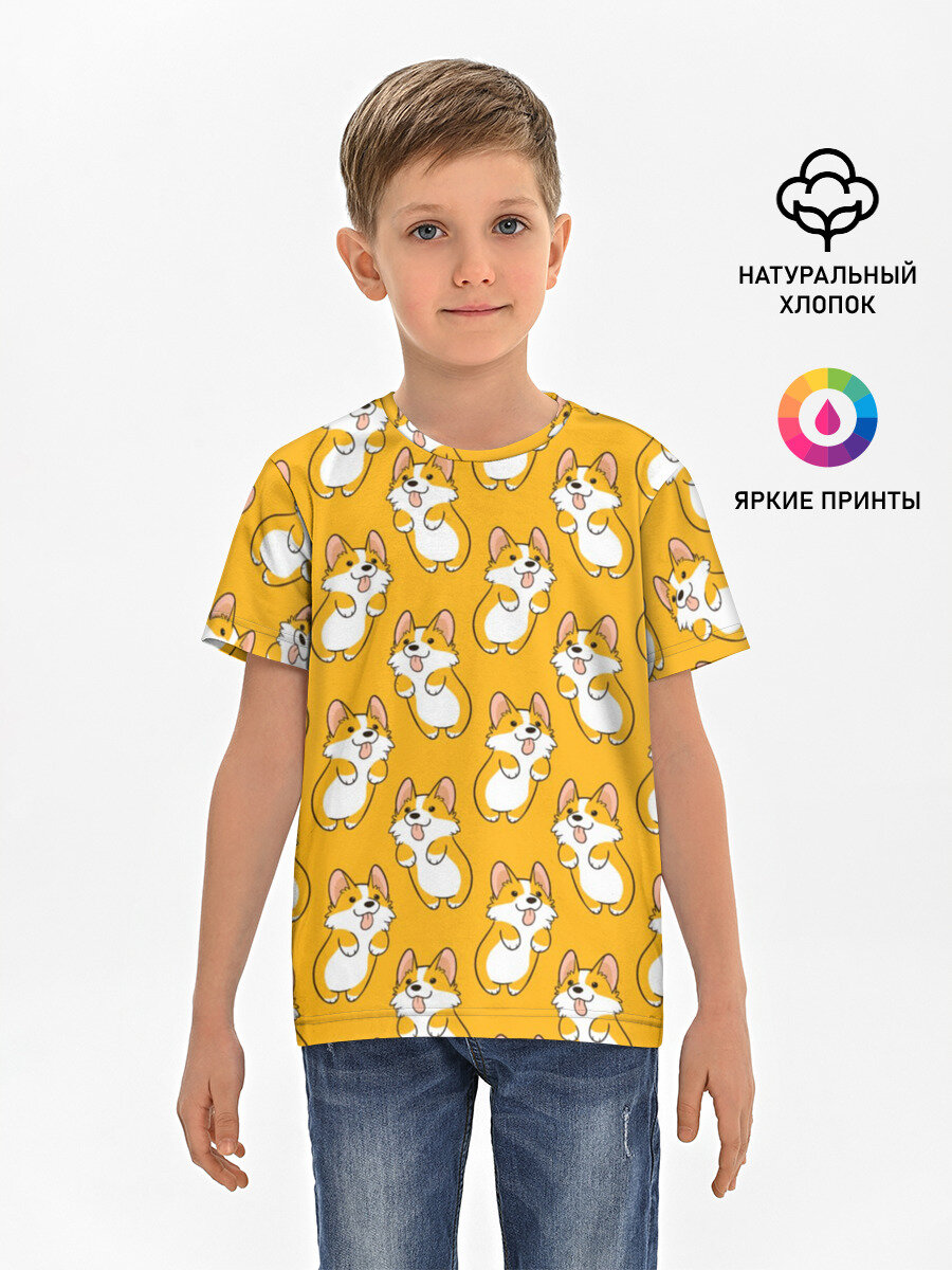 Футболка хлопковая детская Корги Паттерн 2
