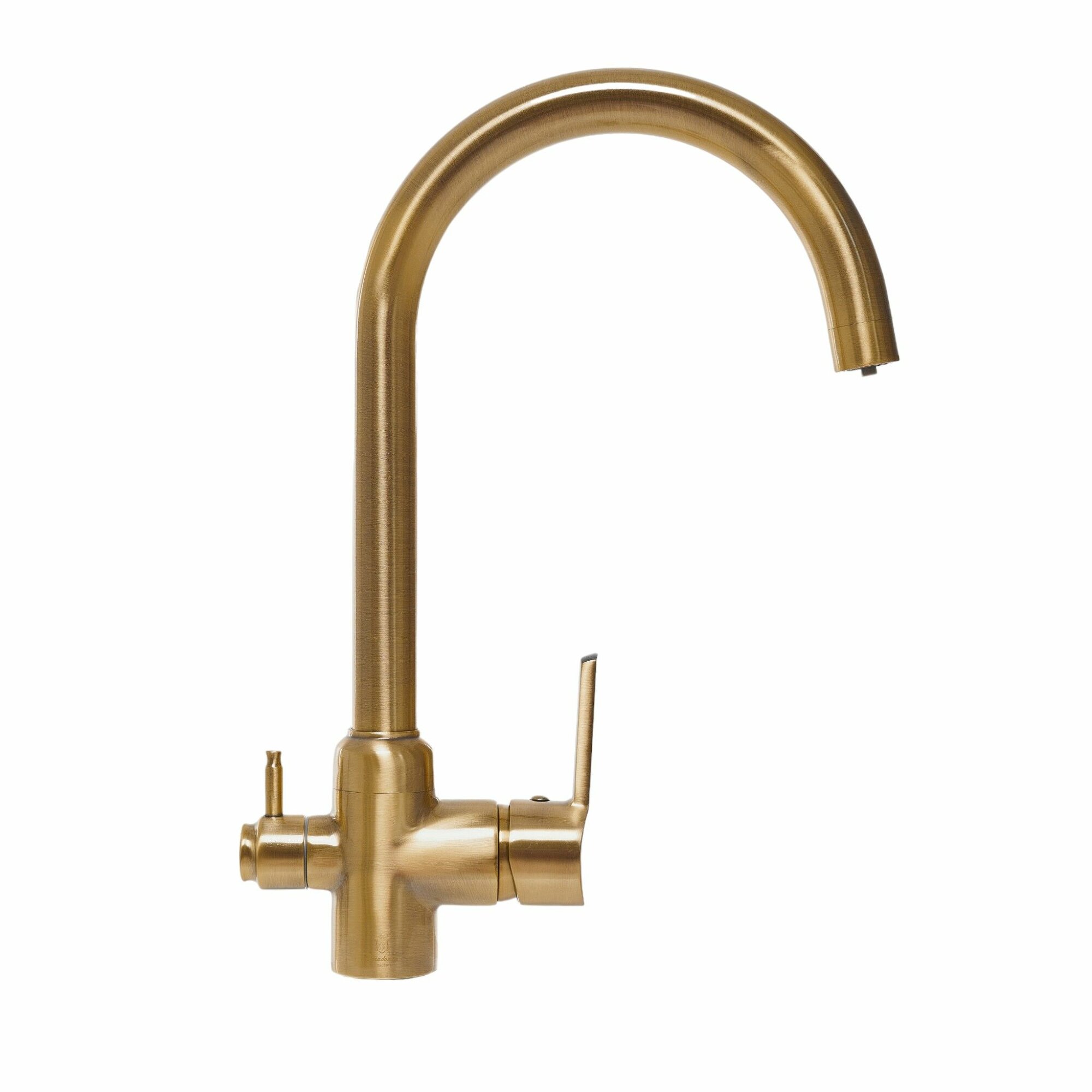 Смеситель для кухни с высоким изливом и выходом для питьевой воды, бронзовый