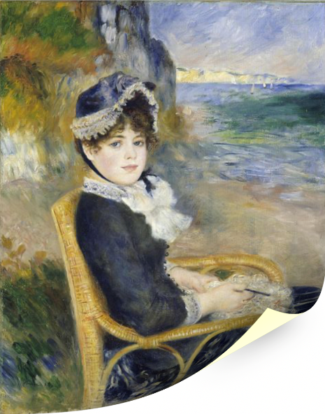 "На берегу моря", Ренуар П, картина для интерьера (репродукция) (30х38 см / без подрамника)