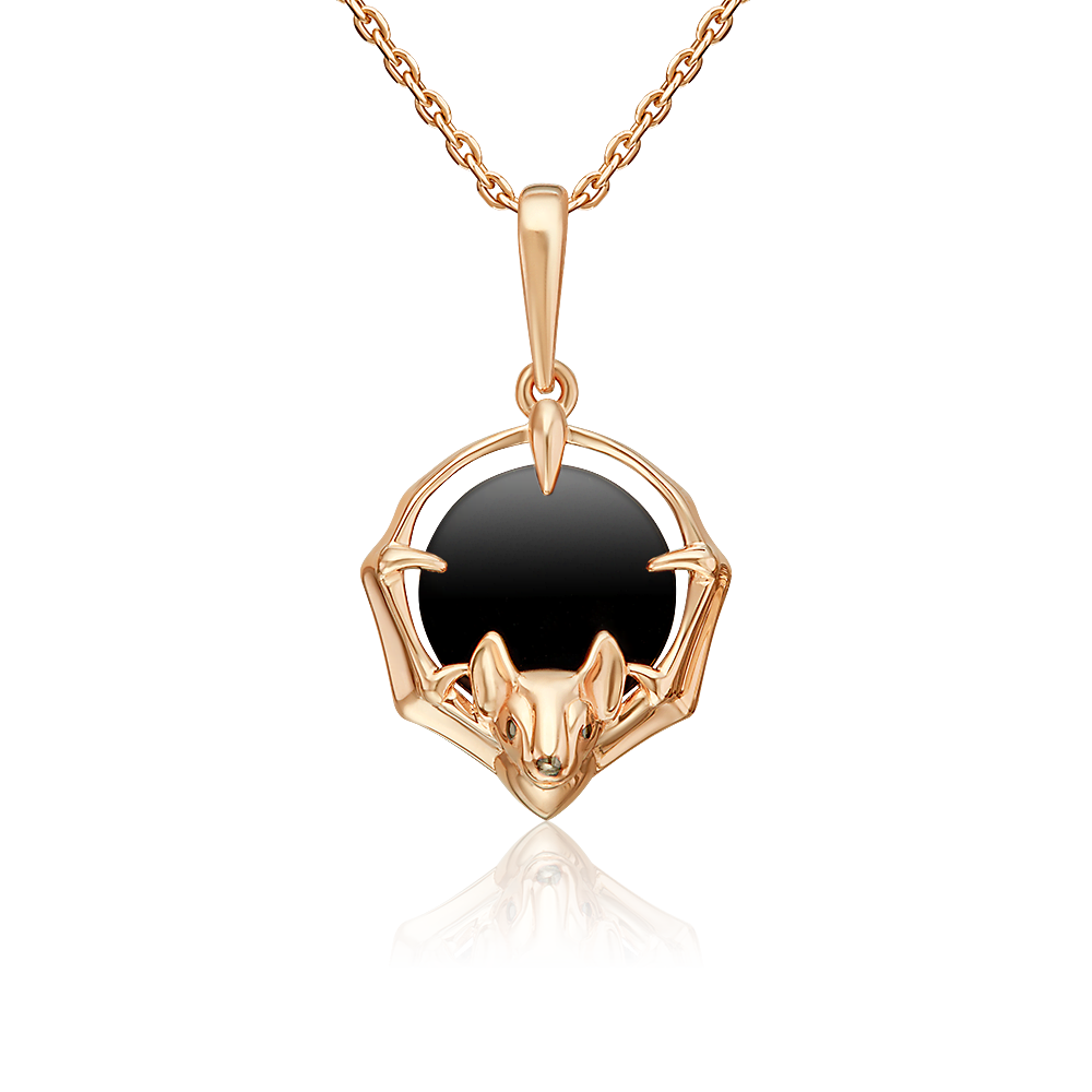 Подвеска, красное золото, 585 проба, оникс