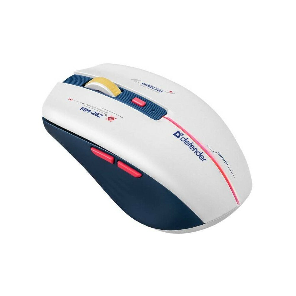 Мышь беспроводная DEFENDER Dila (Дила) MM-282 синий/белый (USB, 1800dpi, 6but) (52282)