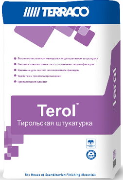 Декоративная Штукатурка Шуба Terraco Terol Granule 25кг Белая, Минеральная, Размер Зерно 2.5мм / Террако Терол Гранул.