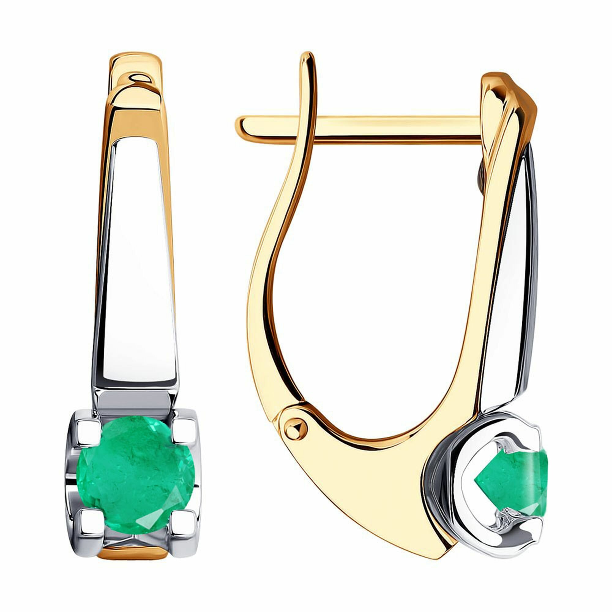 Серьги, красное золото, 585 проба, изумруд