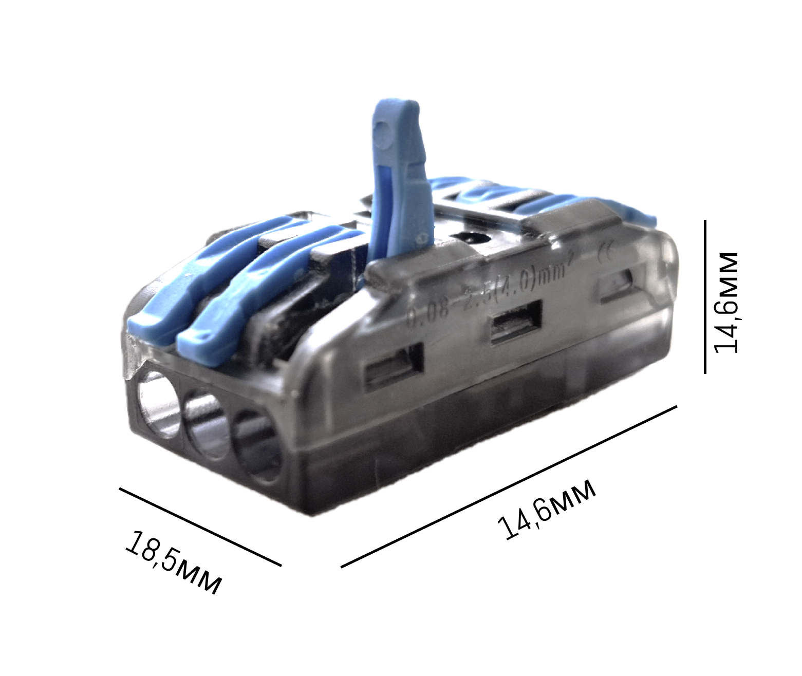 Проходная клемма CMK-423, 3-полюсная 0,08–4мм², 10шт/уп, черная