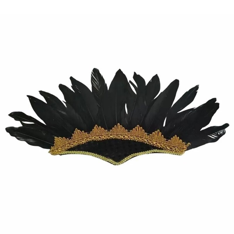 Повязка на голову Веселый праздник с перьями, "Индеец", цвет черный, в упаковке