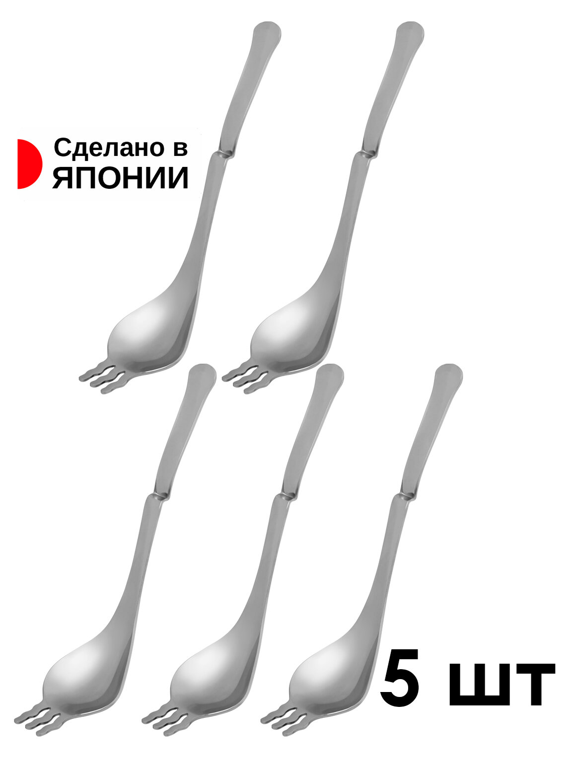 Набор ложек-вилок для рамена 5 шт, 18,2х4,5х4,1 см