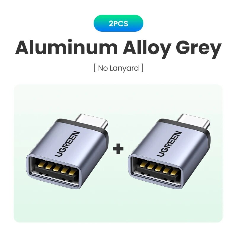 UGREEN 2шт. адаптер USB Type-C на USB, серый