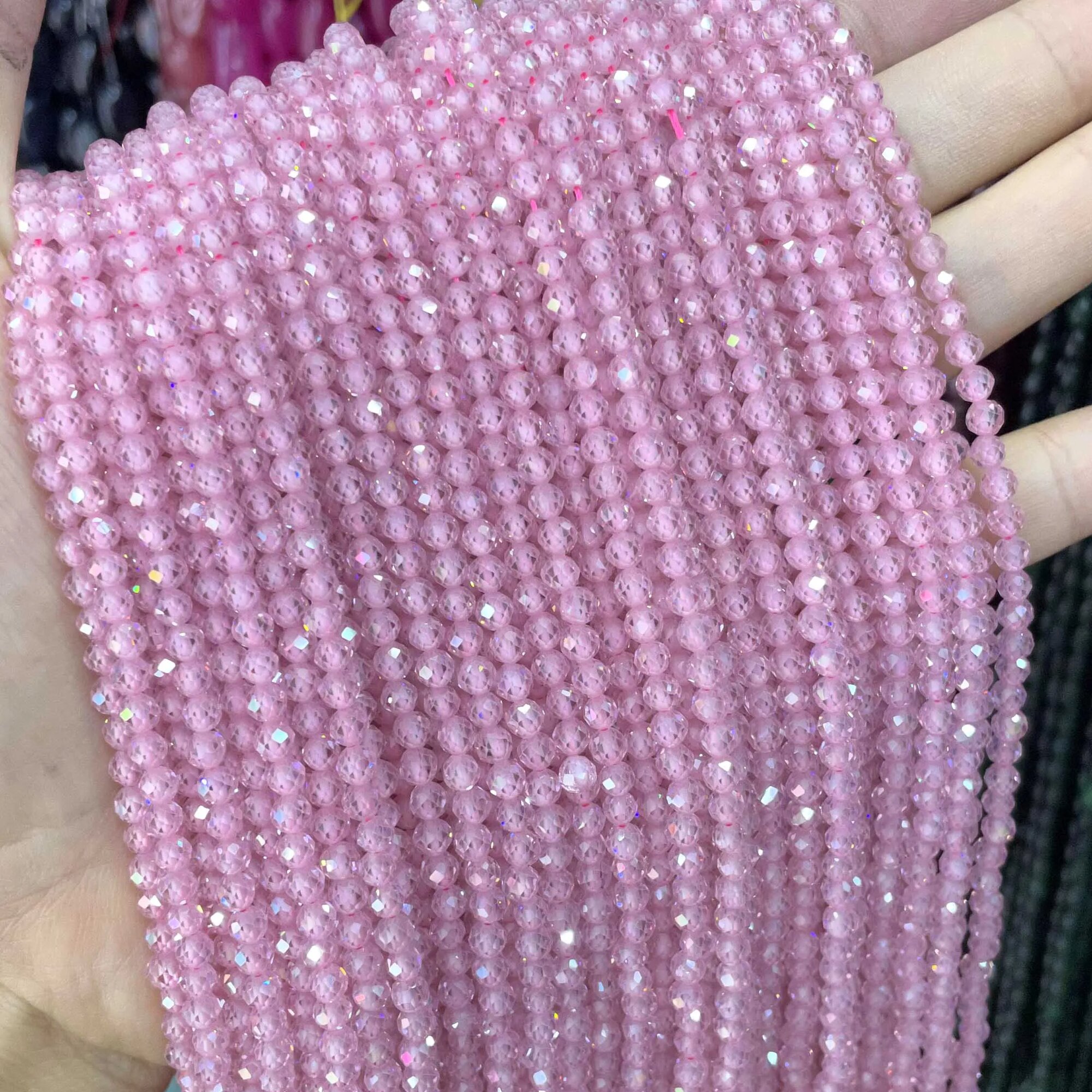 Rondelle бусины из циркония SYSRXLR Розовый, 2mm 170pcs beads, Pink zircon