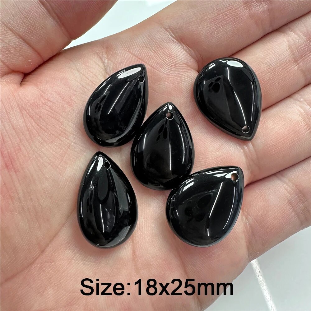 Бусины Obsidian черные 18x25мм, 2 шт