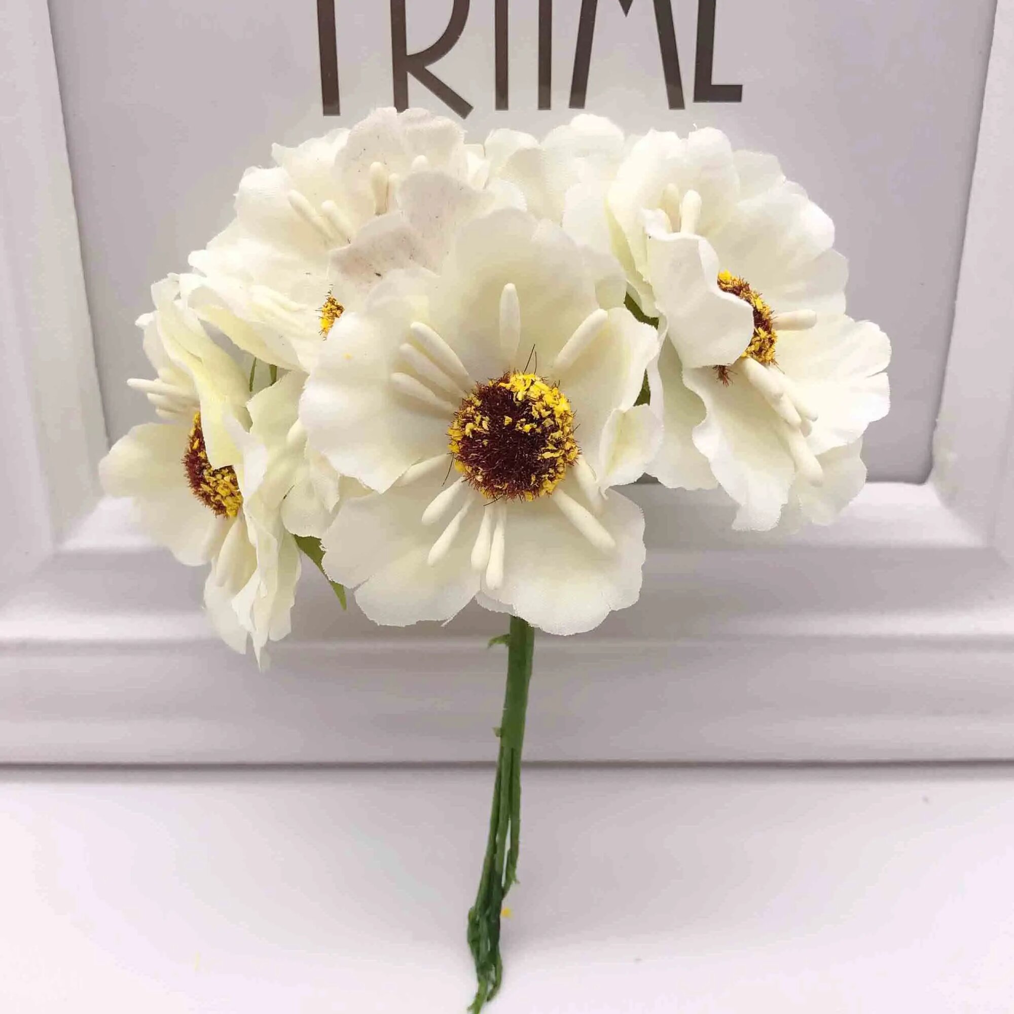 Искусственные вишни из шелка, 6 шт. Белый, 12