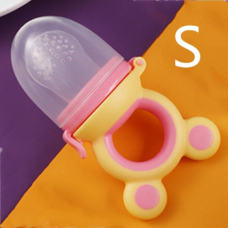 Кормушка детская силиконовая Nibbler Yellow pink S
