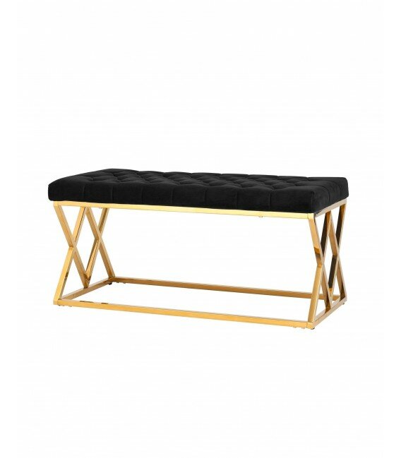 Банкетка Изорела черная велюр сталь золото