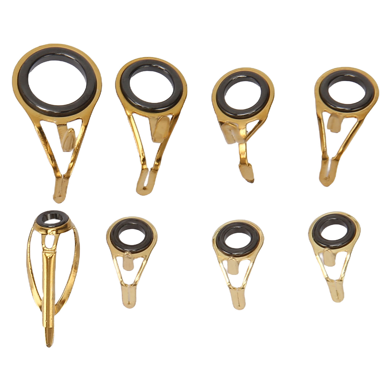 Набор для ремонта кончиков рыболовных удилищ, 8 колец из нержавеющей стали с керамическим покрытием, сменные кольца для кончиков удилищ, 8 размеров.