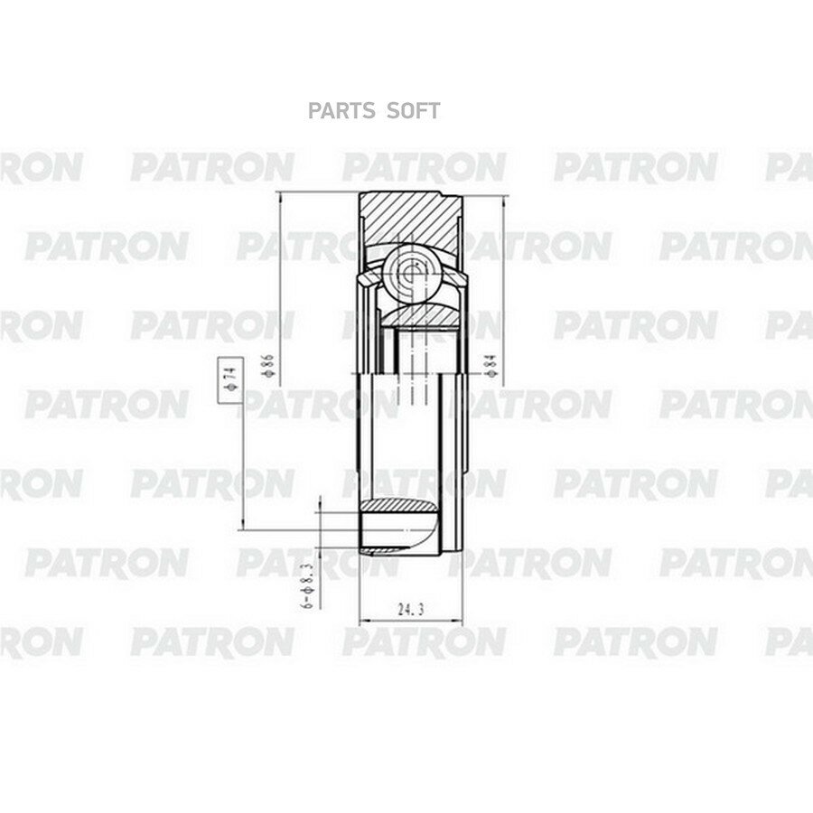ШРУС кард. вала 19x74 VOLVO S60/S80/V60/XC60/XC70 II 06- PATRON PCV2182 | цена за 1 шт