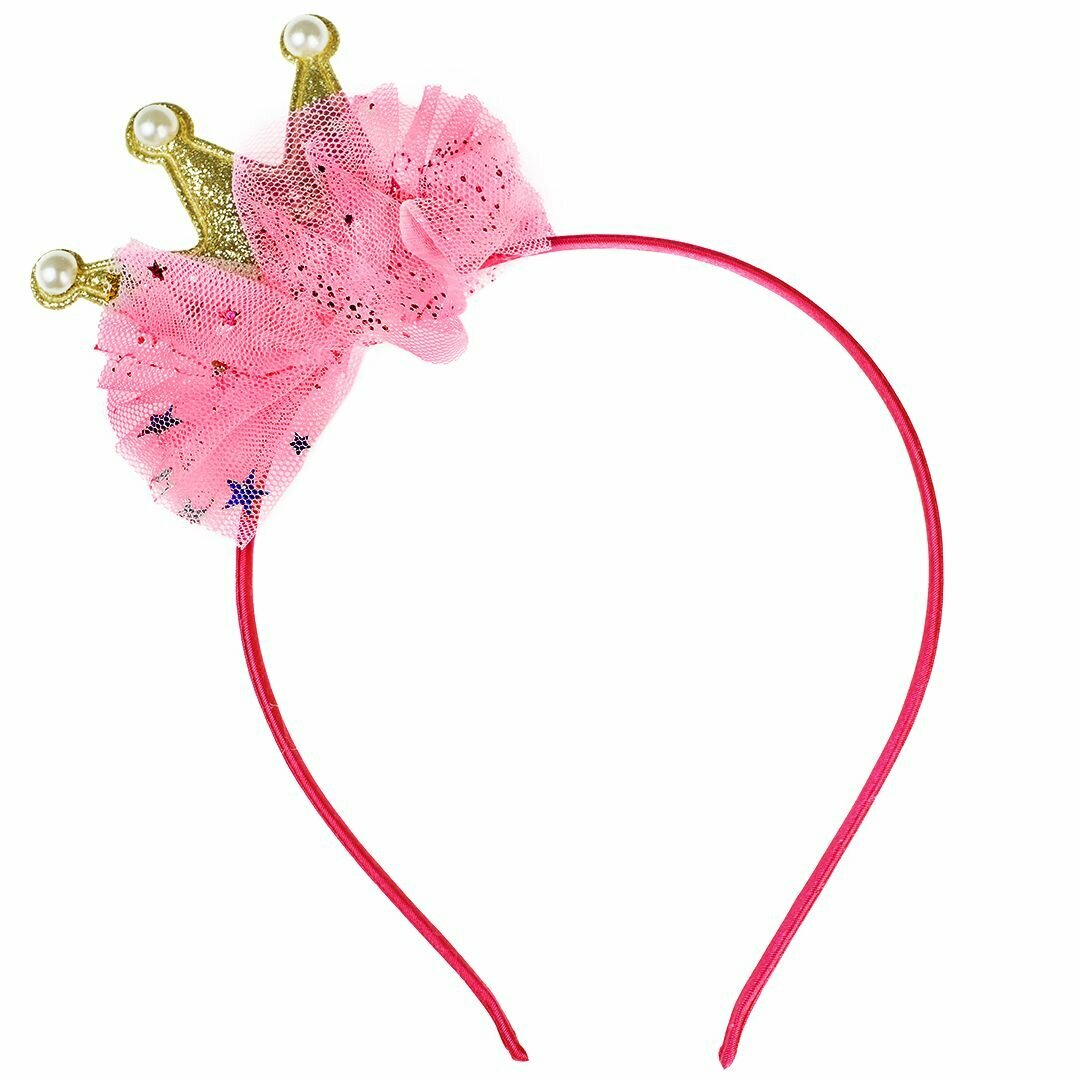 Карнавальный ободок Волна веселья "Нежная корона" с блестками, цвет розово-золотой