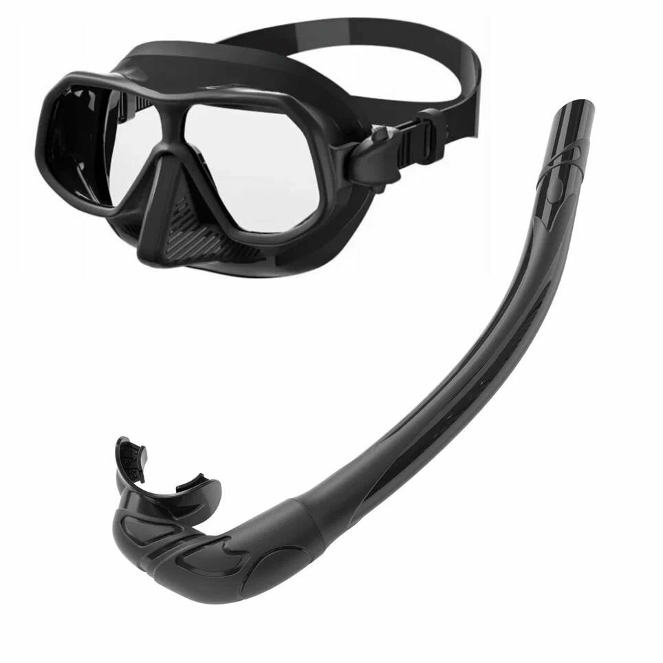 Комплект GIDROMANIA BLACK-маска и трубка для дайвинга, снорклинга, подводной охоты.