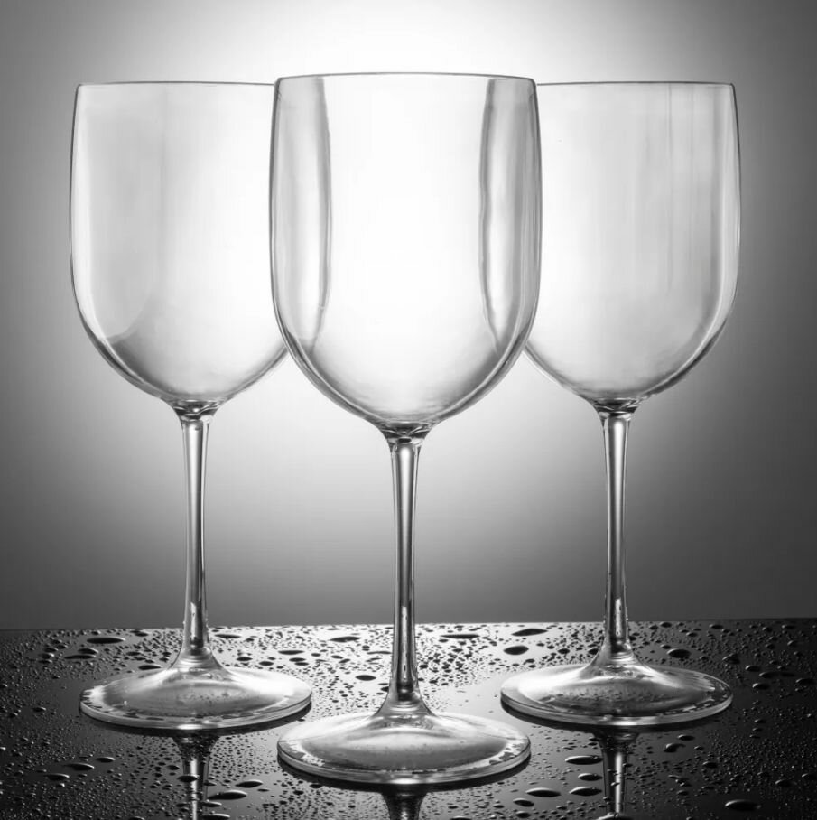 Многоразовые пластиковые бокалы для Вина прозрачные 480 мл. Nipco, Piscine. 3 штуки