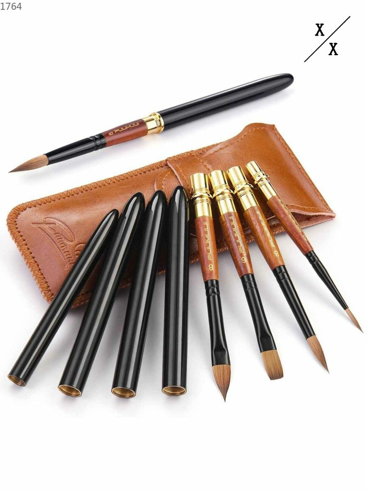 FUUMUUI 4 элегантные кисти для акварели из соболя - дорожный набор с кожаным чехлом157