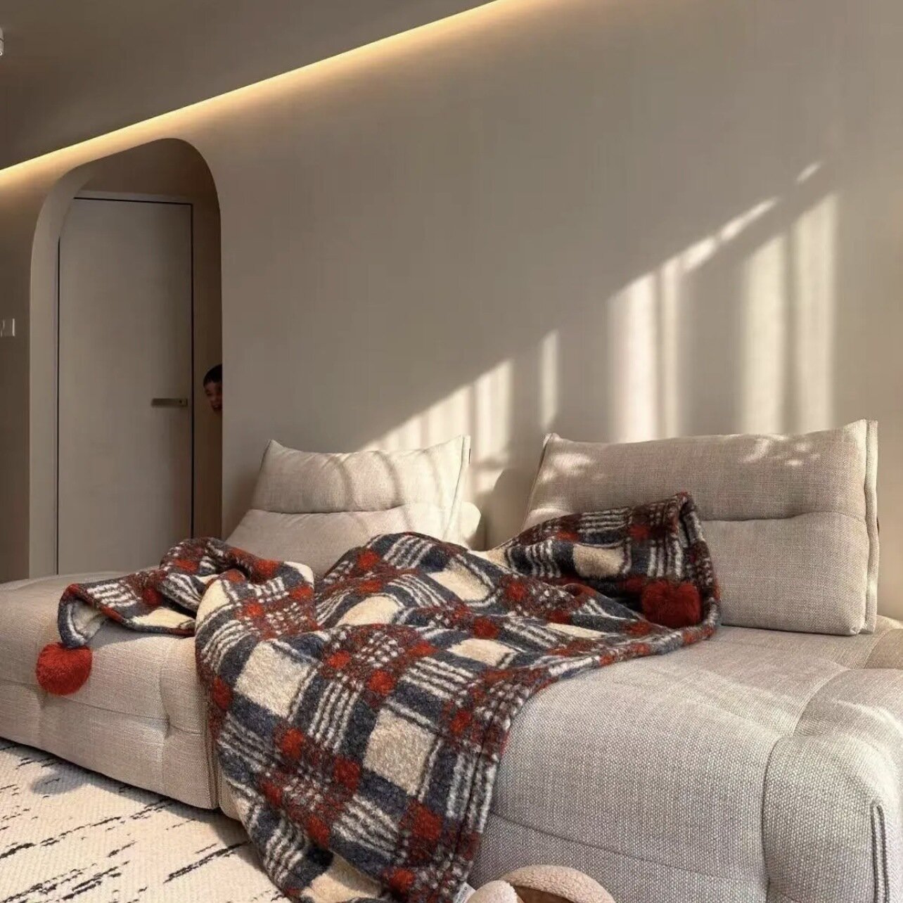 Новогоднее красное шерстяное одеяло в клетку, двусторонний плед, в британском ретро-стиле, мягкое, утолщенное для осени и зимы, покрывало для дивана.