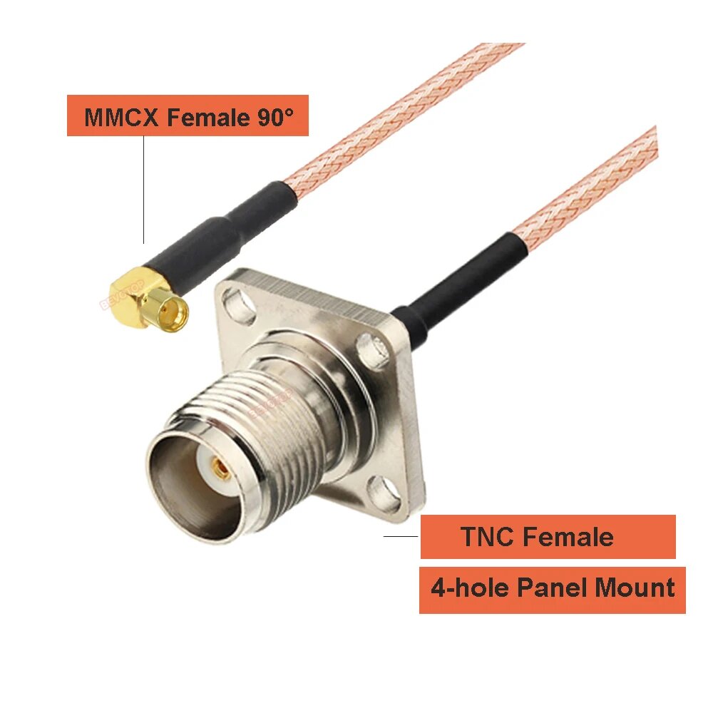 BEVOTOP Коаксиальный кабель TNC-MMCX RG316 10см 15CM, TNC F PM to MMCX F90