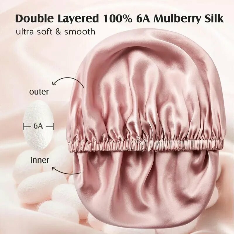 Полотенце для волос, Шелк, 32x32 см, светло-розовый, 1 шт.