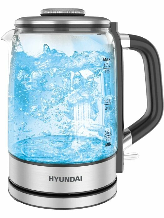 Чайник электрический Hyundai HYK-G5501 серебристый/черный, стекло