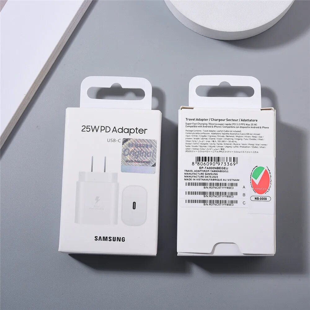 EP-TA800 Оригинальное зарядное устройство Samsung 25 Вт, адаптер для супер быстрой зарядки Type-C, США для телефона Galaxy S25 Edge M14 A A26 A25 A33 A53 A55