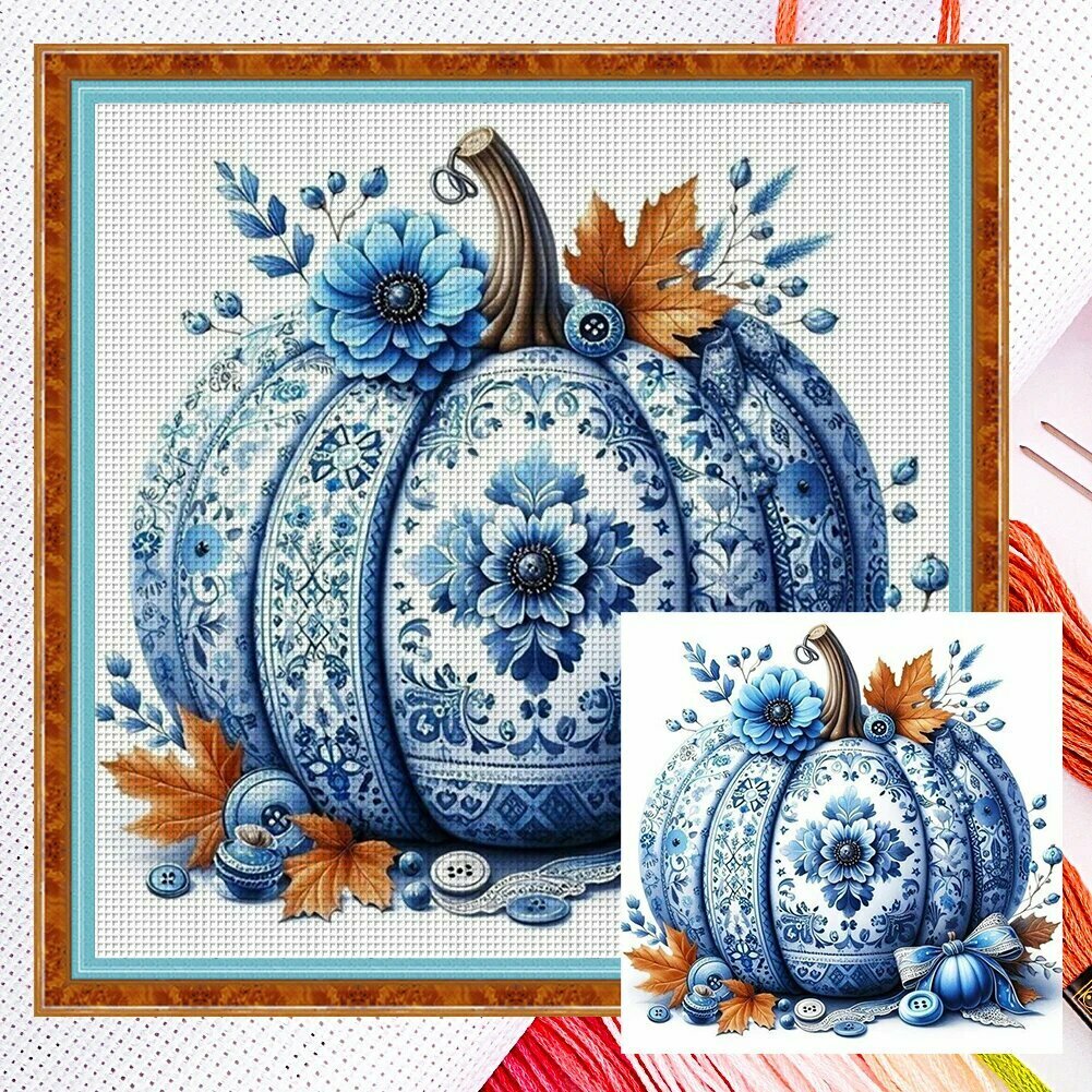 JOCESTYLE Вышивка крестом Тыква 14CT Эко-хлопок Синий, Pumpkin G