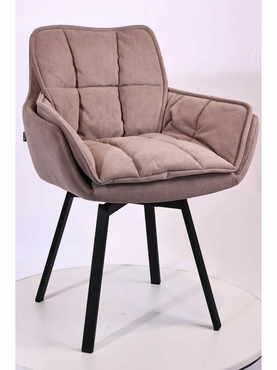 Стул кресло ENIGMA со спинкой и поворотным механизмом, черные ножки, латте цвет