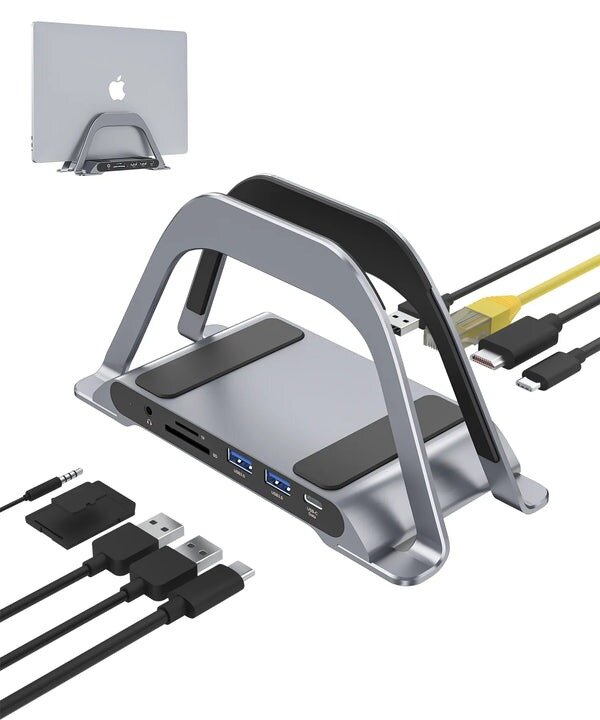 Вертикальная док-станция PULWTOP 10 в 1 подставка usb-хаб для MacBook (BD149A)