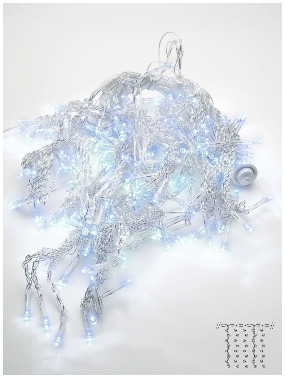 Светодиодная гирлянда Feron Бахрома 230V 5000K холодный белый без мерцания CL23 32349