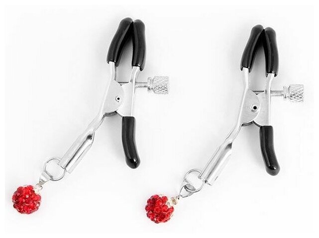 Металлические зажимы на соски с декором в виде красных шариков