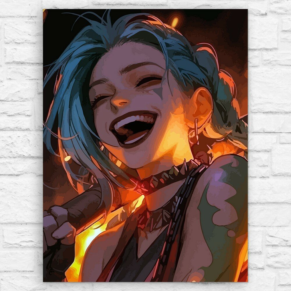 Картина по номерам на холсте мультфильм Arcane (Jinx, LOL, Джинкс) - 15047 В 30x40