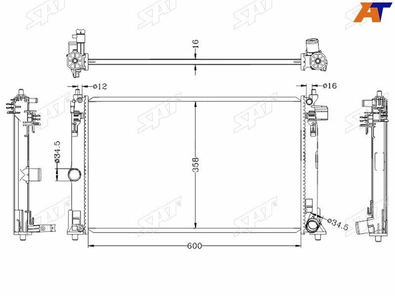 . SAT Радиатор охлаждения двигателя для Toyota C-HR 16- / Corolla (E210) 18-22 / Corolla Cross 20-