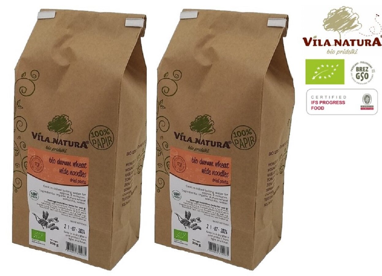 Макаронные изделия/паста лапша широкая (нуддлс) дурум био Vila Natura Словения 2х200г