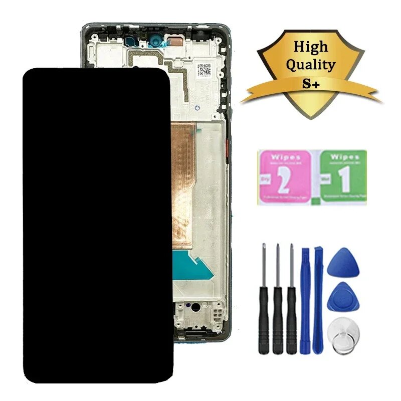 6,67 "Amoled для Xiaomi Poco F5 ЖК-дисплей с цифровым преобразователем сенсорного экрана в сборе для mi Poco F5 23049PCD8G Замена экрана Black With Frame