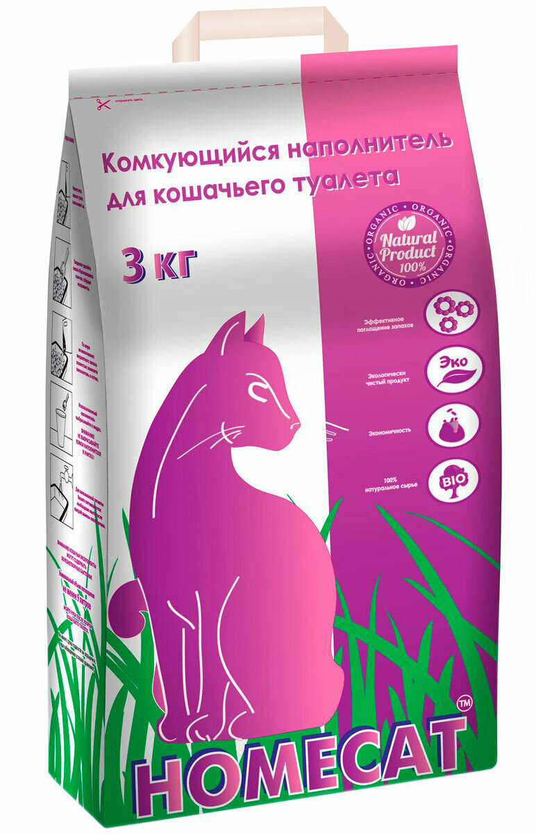 HOMECAT – Хоумкэт наполнитель комкующийся для туалета кошек (3 кг)
