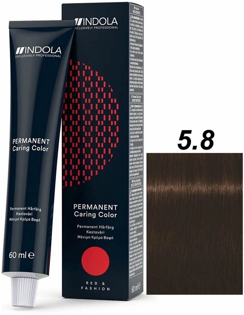 Indola Red and Fashion 5.8 Светлый коричневый шоколадный Стойкая крем-краска для волос 60 мл