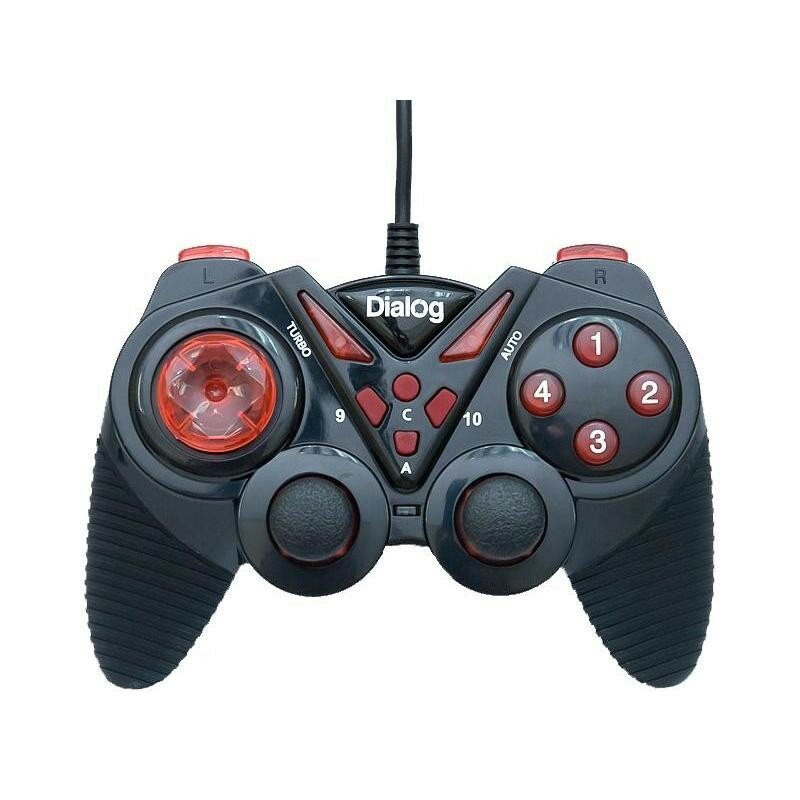 Геймпад Dialog GP-A13 проводной, для РС, виброотдача, 12 кнопок, 2 стика, кабель 1.8м, Black/Red